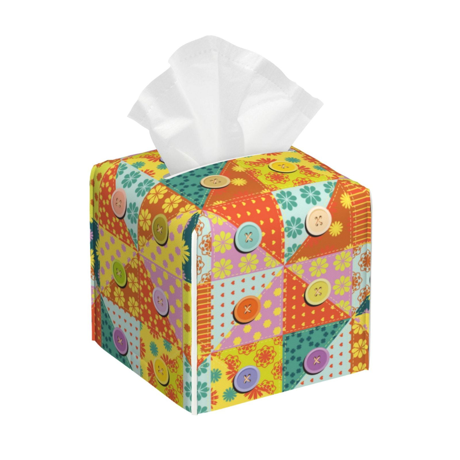 Gaeub different patchwork Print Leather Tissue Box Cover Square,Tissue ...