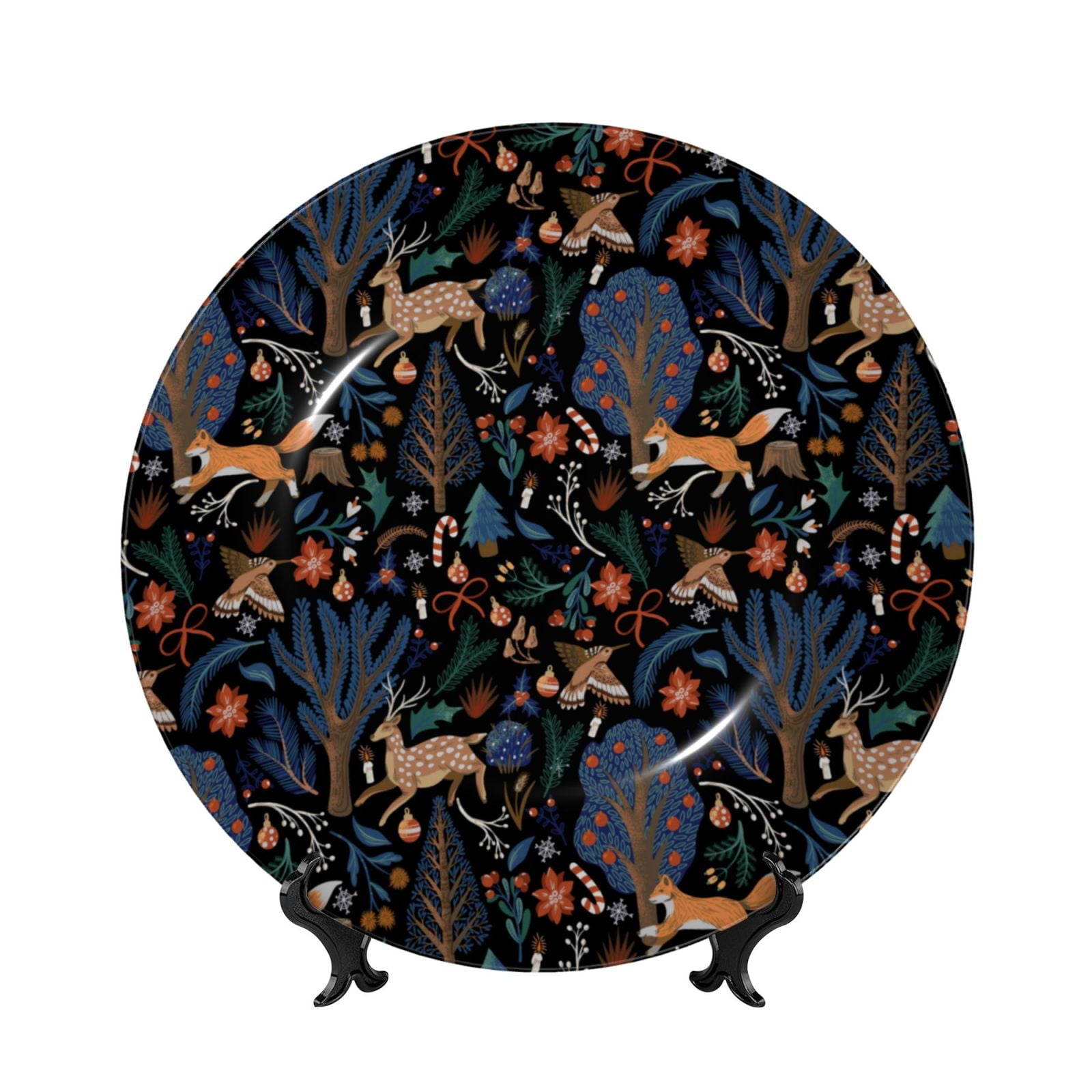 Gaeub fall fox deer bird Print Ceramic Plate,Dinner Plates,Bone China ...