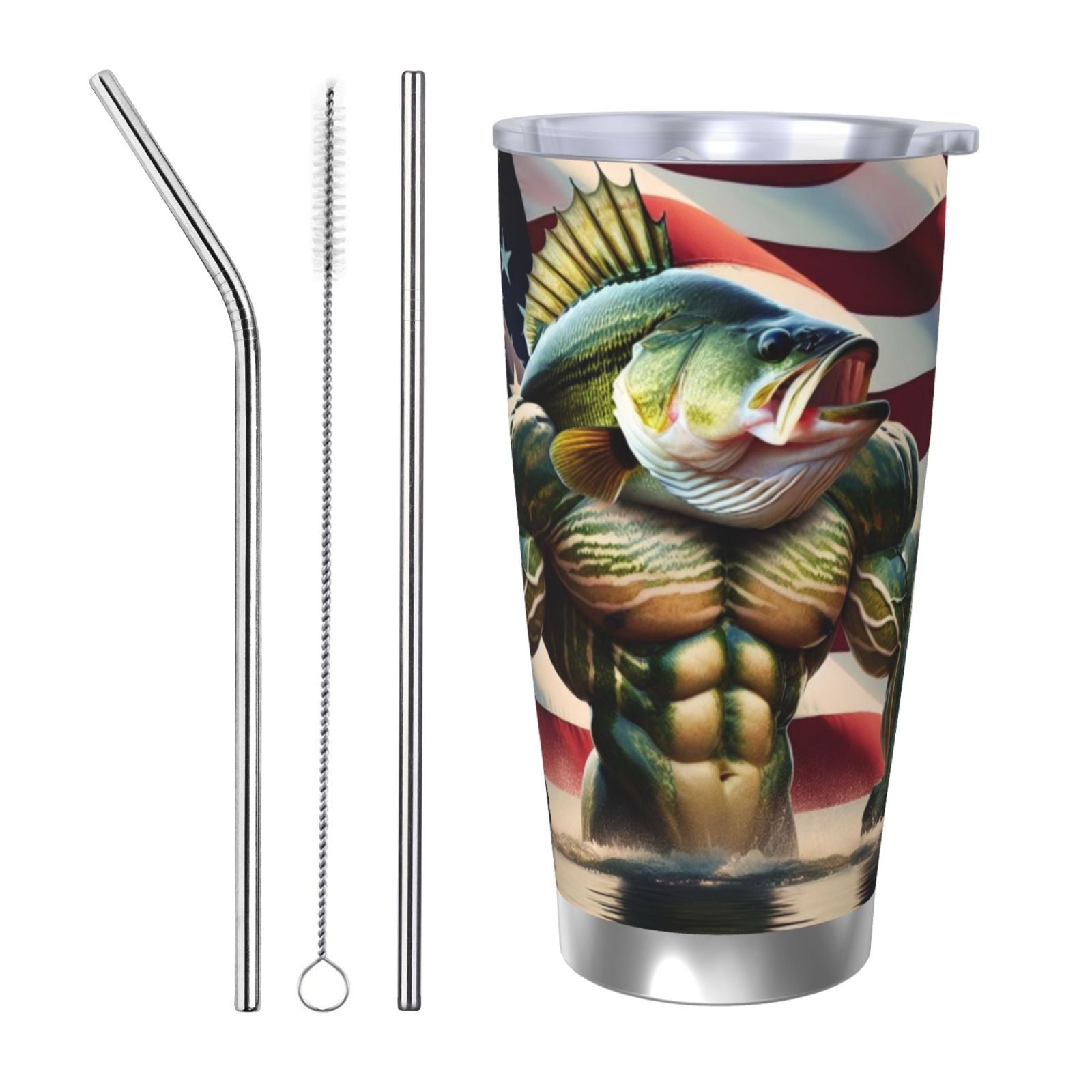 Gaeub giant bass with big muscles Print 20-Ounce Stainless Steel Car ...