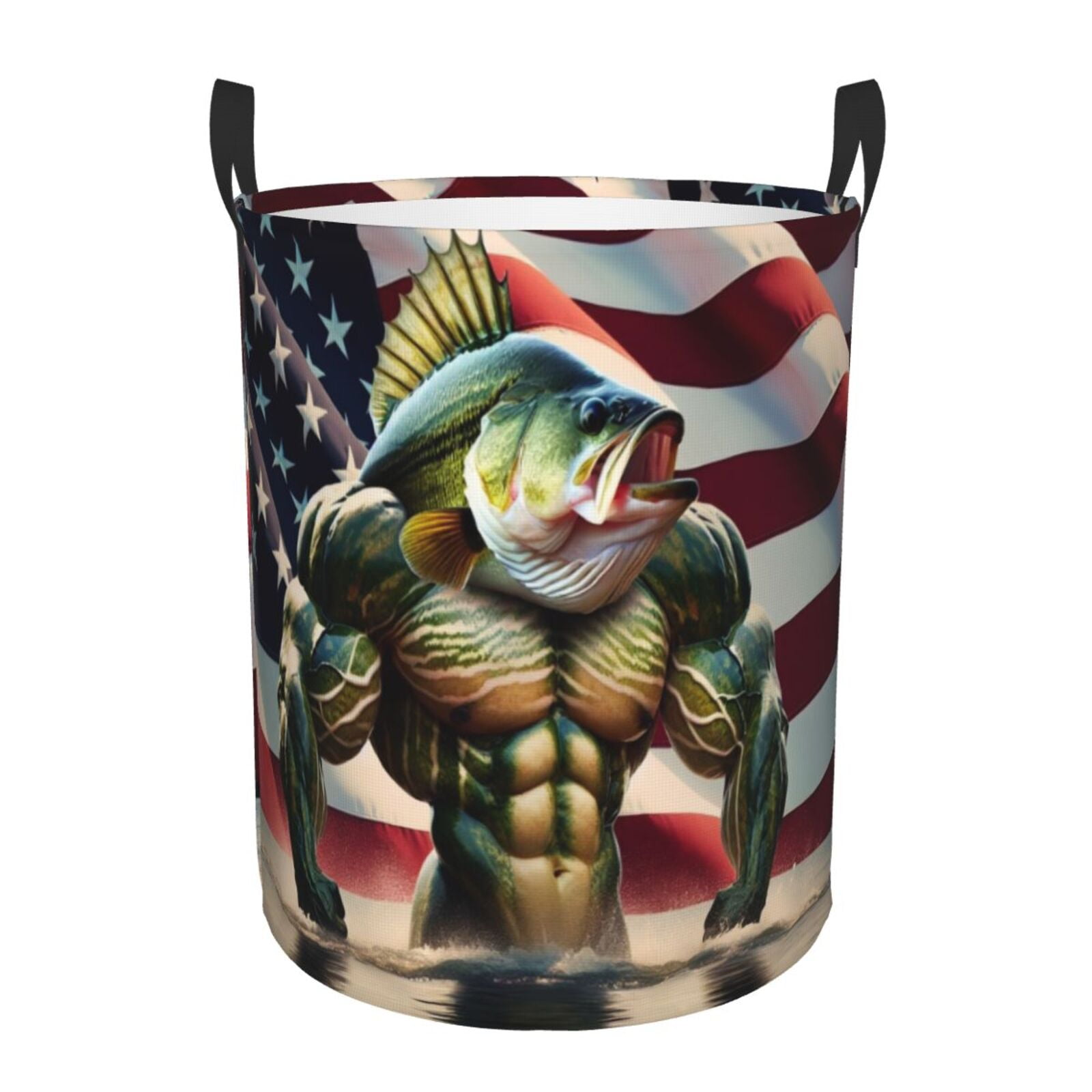 Gaeub giant bass with big muscles Print Dirty Clothes Storage Basket ...