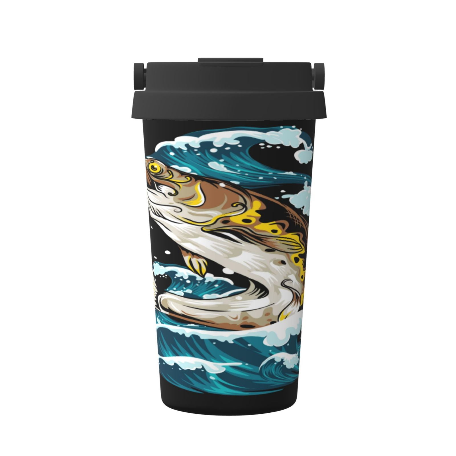 Gaeub green salmon fish Print Travel Mug, Insulated Coffee Mug with ...