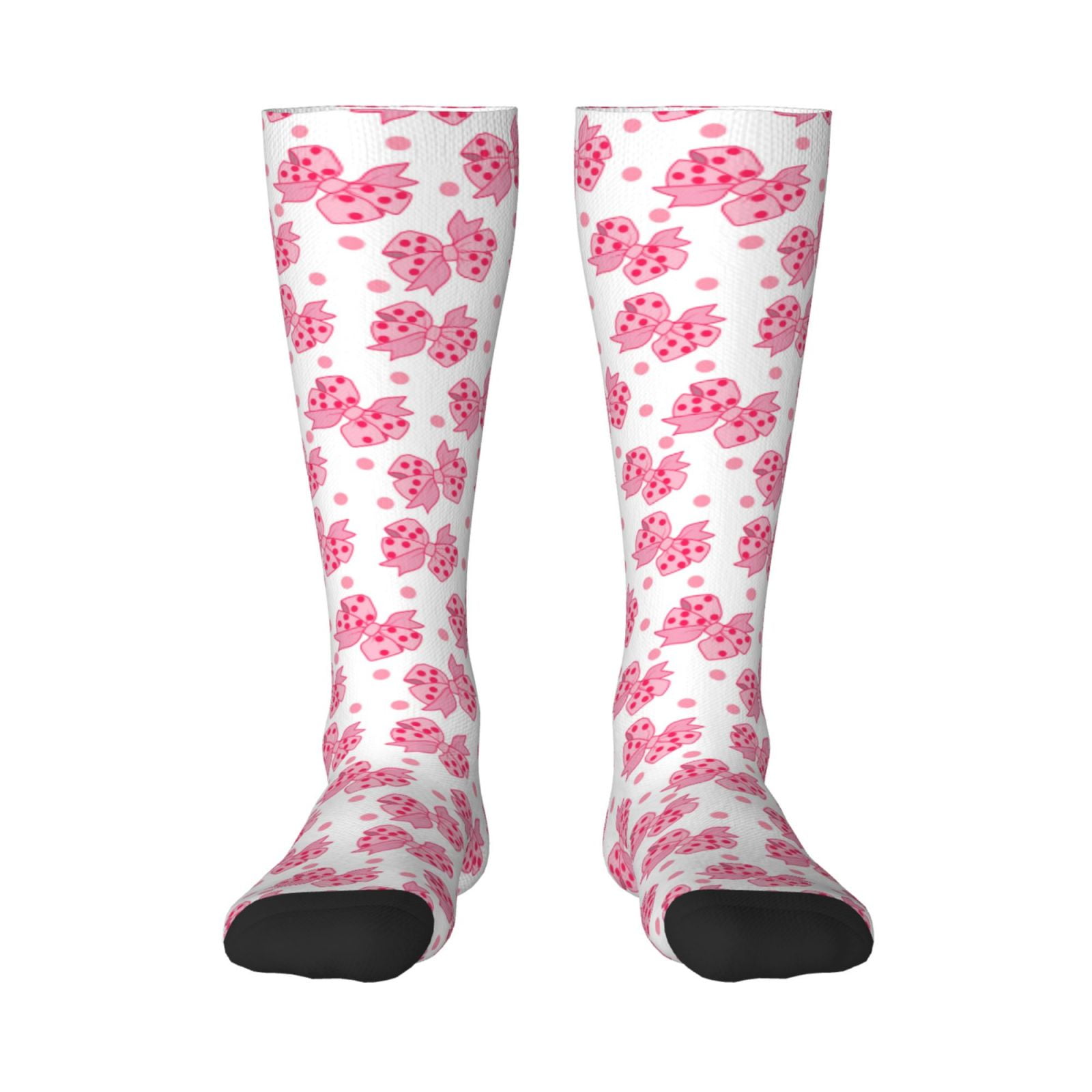 Gaeub pink polka dot bows Printed Design Socks Stretchy High Tube Socks ...