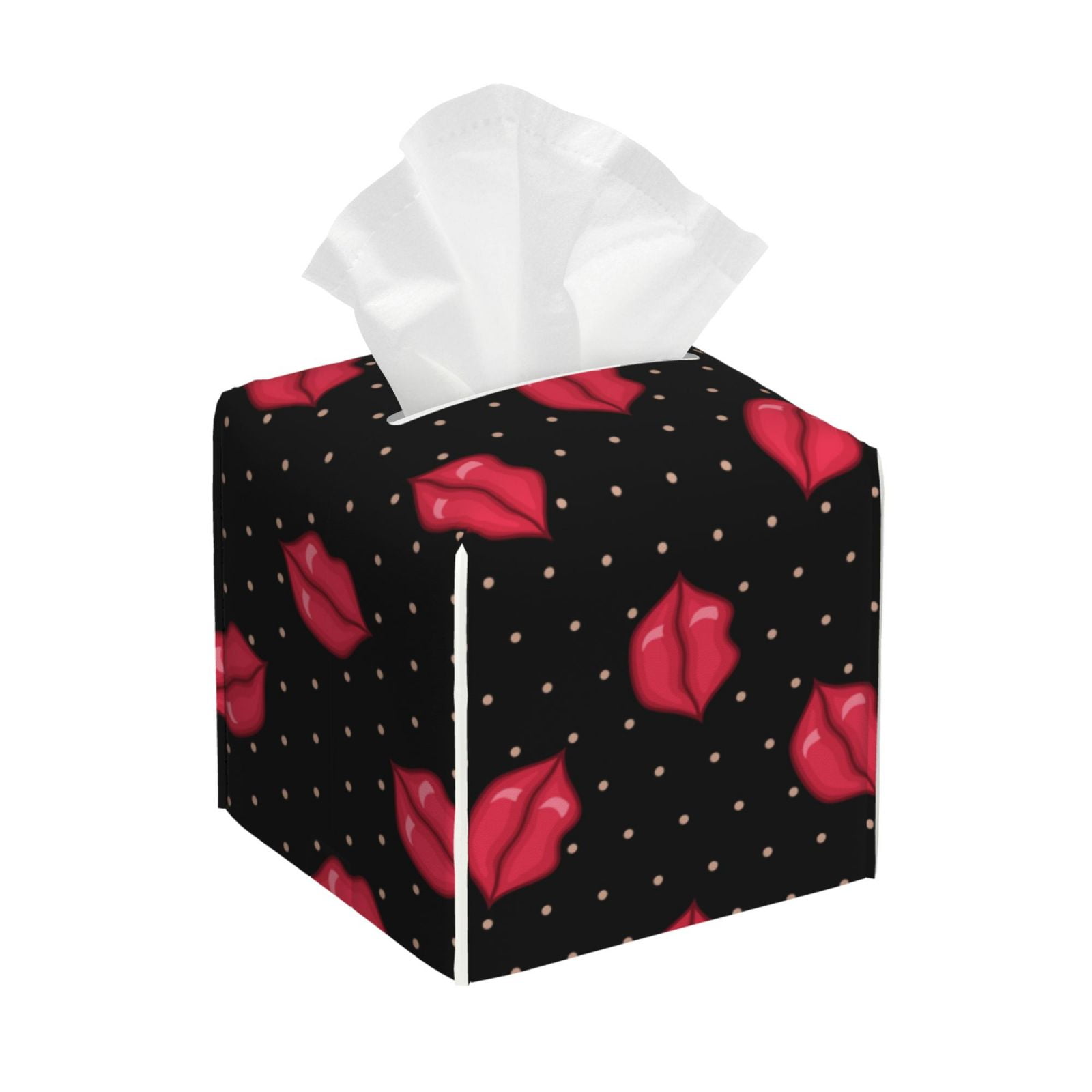 Gaeub red lips Print Leather Tissue Box Cover Square,Tissue Holder ...