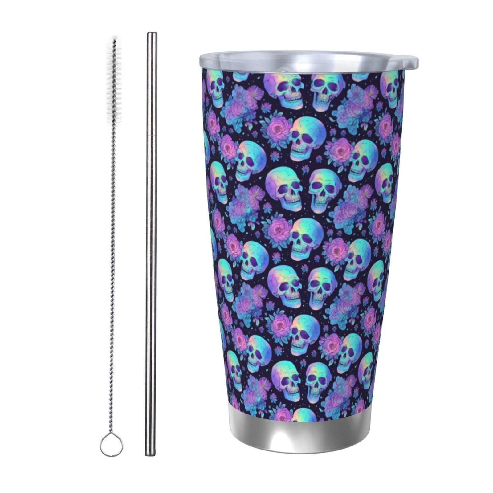 Gaeub starry sky Skull flower Print 20-Ounce Stainless Steel Car Cup ...