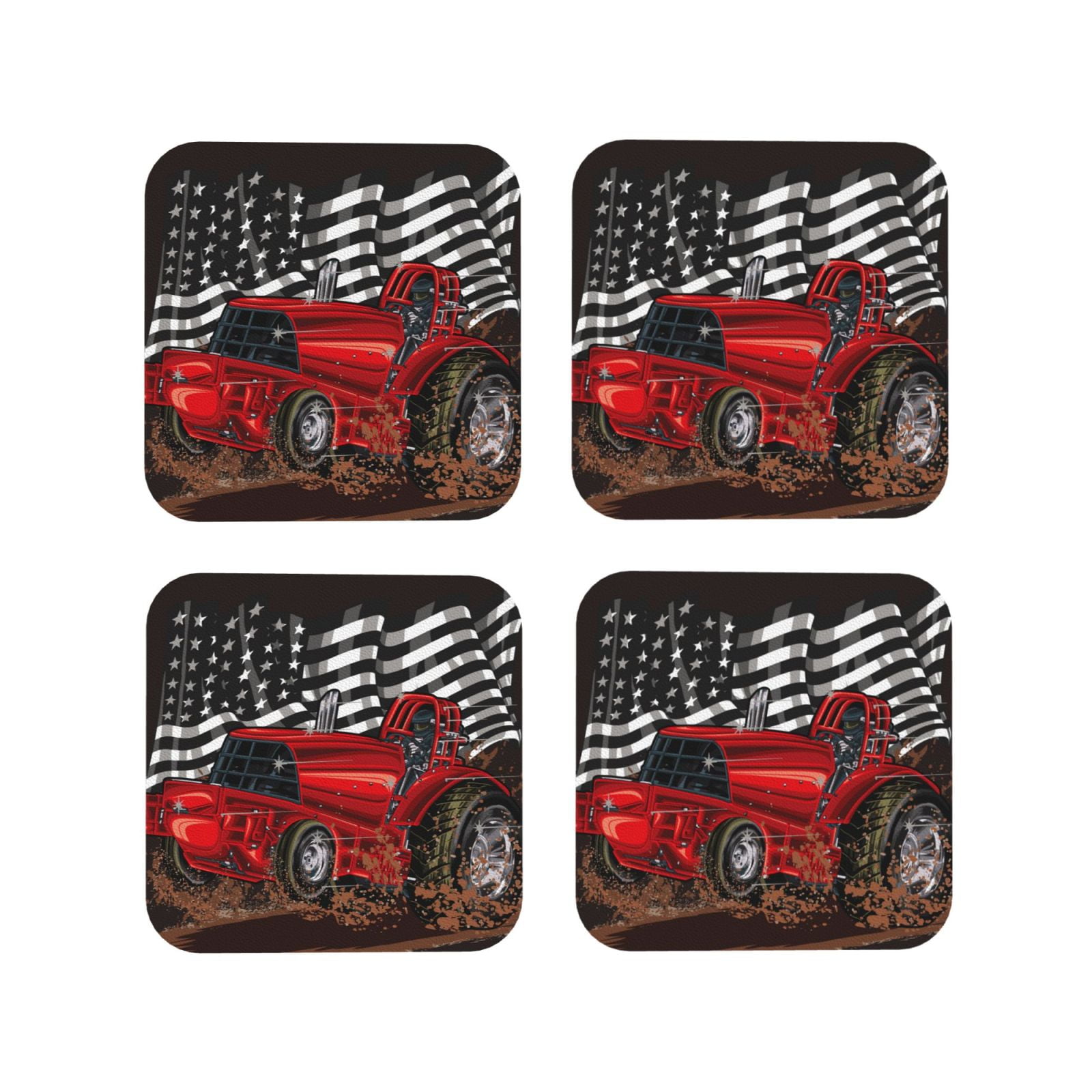 Gaeub tractor Print 4 Pcs Leather Coasters for Drinks ,Drink Coasters ...