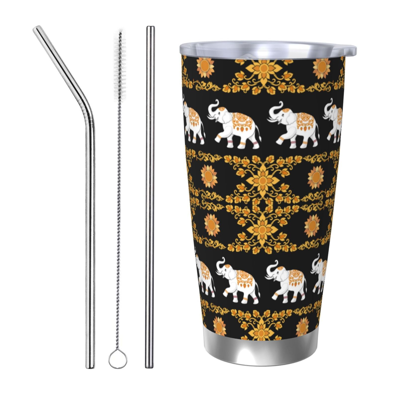 Gaeub traditional Elephant Print 20-Ounce Stainless Steel Car Cup ...