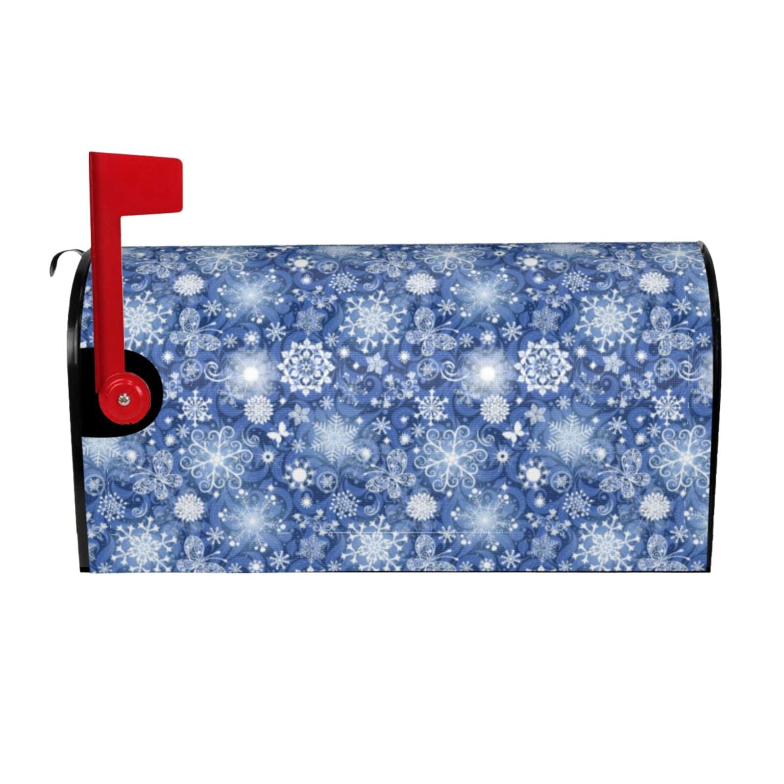 Gaeub whiet Snowflake blue background Print Mailbox Covers Magnetic ...