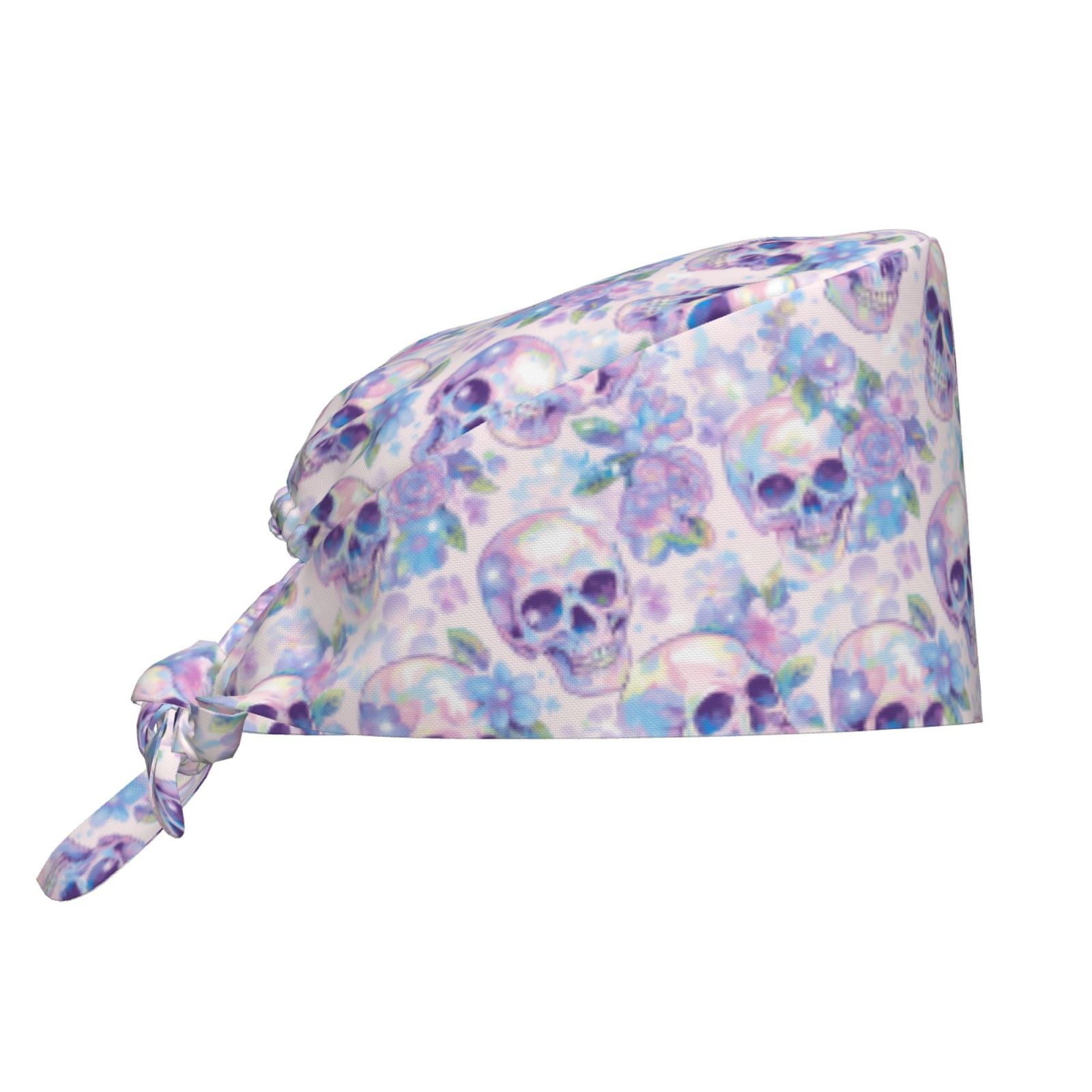 Gaeub white Skull crystal flower Print Cleaning Working Cap,Unisex ...