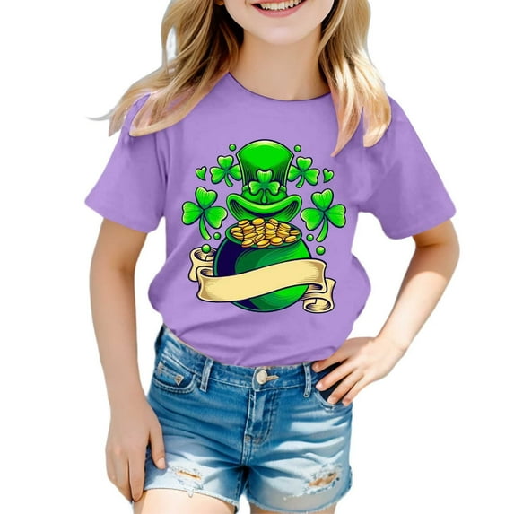 Gaexia Boys Girls Shamrock T-Shirts Shamrock Graphic Short Summer Shirt ...