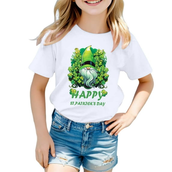 Gaexia Boys Girls Shamrock T-Shirts Shamrock Graphic Short Summer Shirt ...