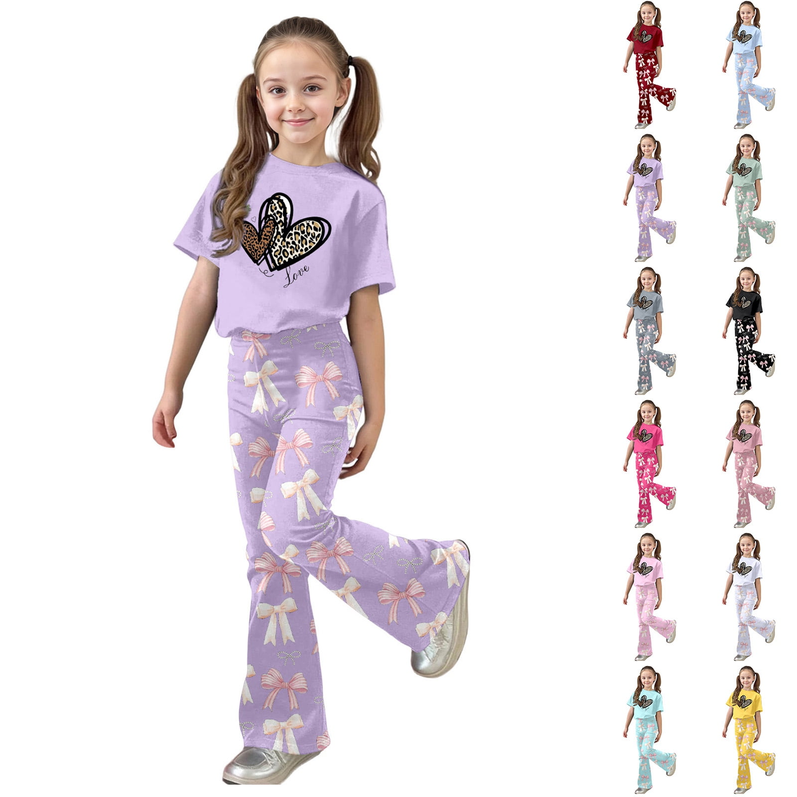 Gaexia Children'S Jogging Set,Valentine's Day Girls Outfit Cute Bow ...