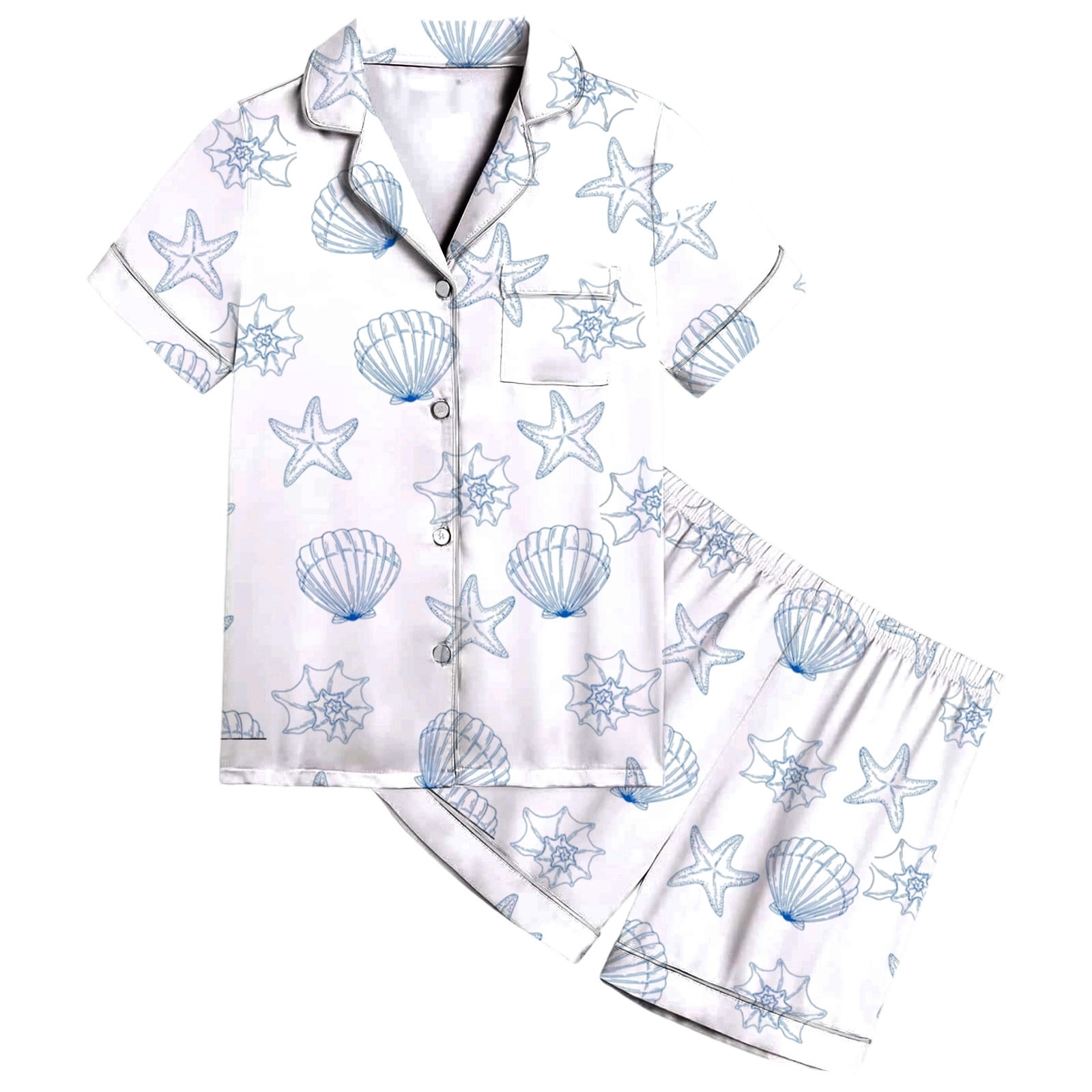 Gaexia Cute Pjs for Teen Girls Preppy Kids Silk Pajamas Short Sleeve ...