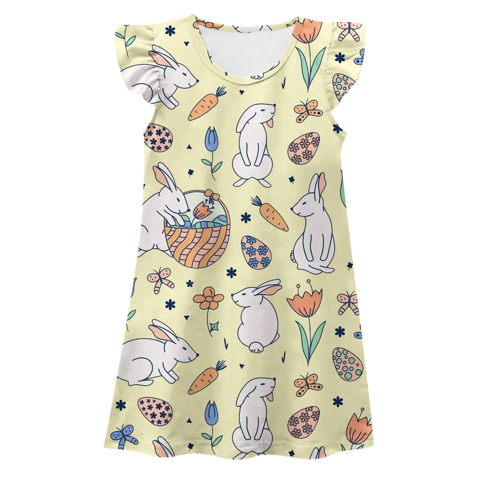 Gaexia Dresses for Girls ,Girls Summer Easter Print Small Flying Sleeve ...