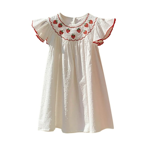 Gaexia Dresses for Girls ,Toddler Children Girls Fly Sleeve Strawberry ...