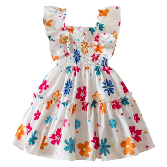 Gaexia Dresses for Girls ,Toddler Children Girls Short Sleeve Flowers ...