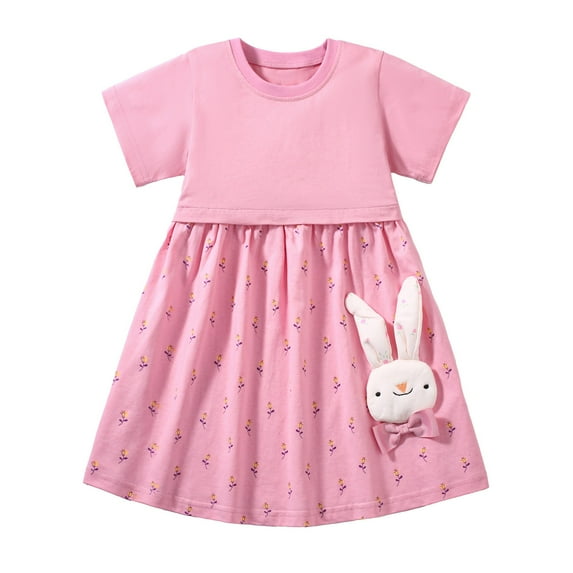 Gaexia Easter Bunny Cartoon Print Summer Casual Dress for Girls and ...