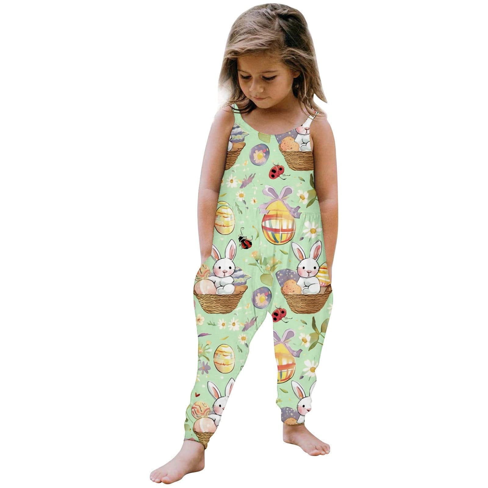 Gaexia Easter Bunny Pajama Set for Girls Playful Hare Style Overalls ...