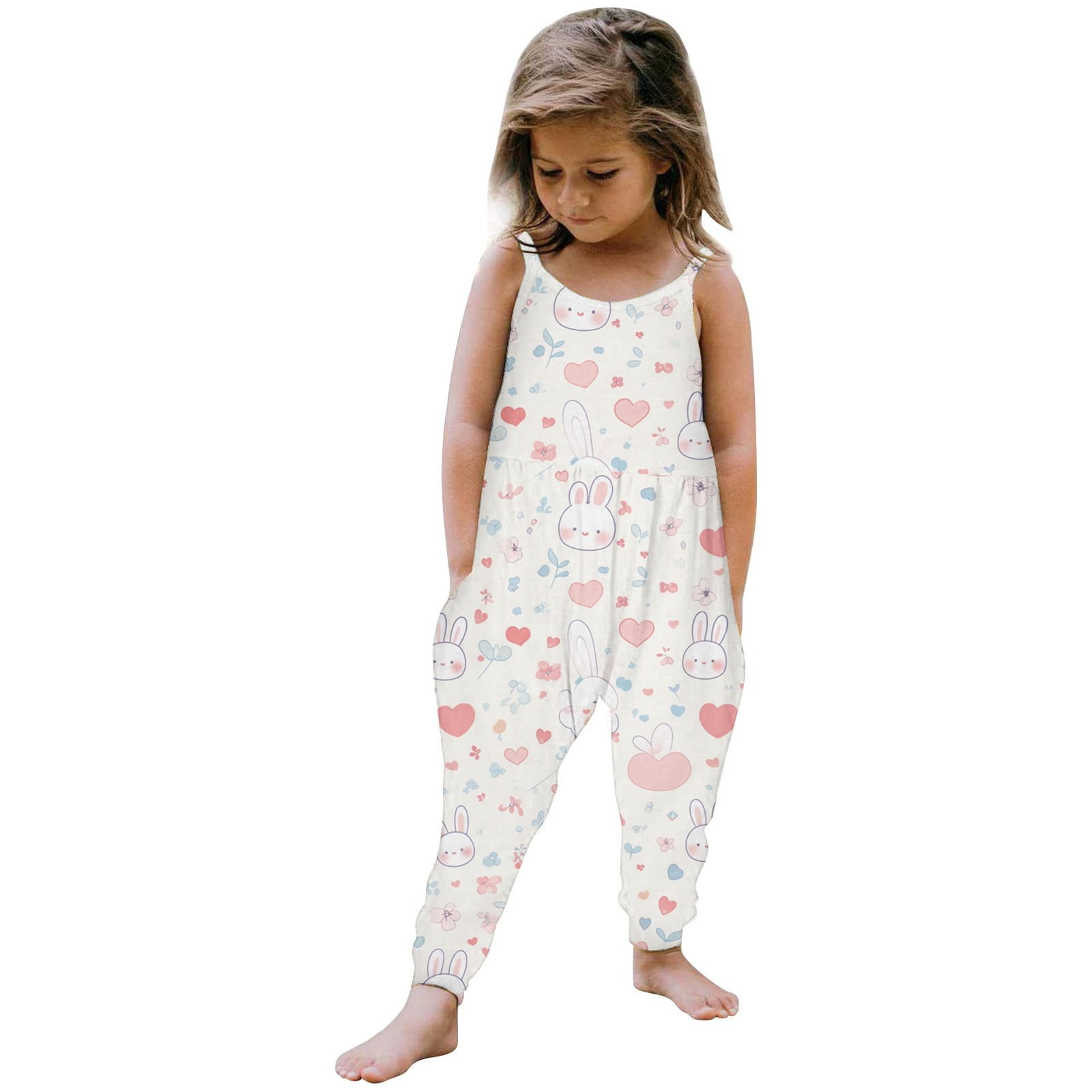 Gaexia Easter Bunny Pajama Set for Girls Playful Hare Style Suspenders ...