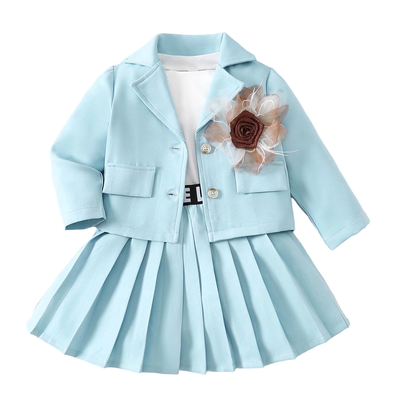 Gaexia Fall Girls 3 Piece Outfit Long Sleeve Cardigan Knit Sweater Vest ...