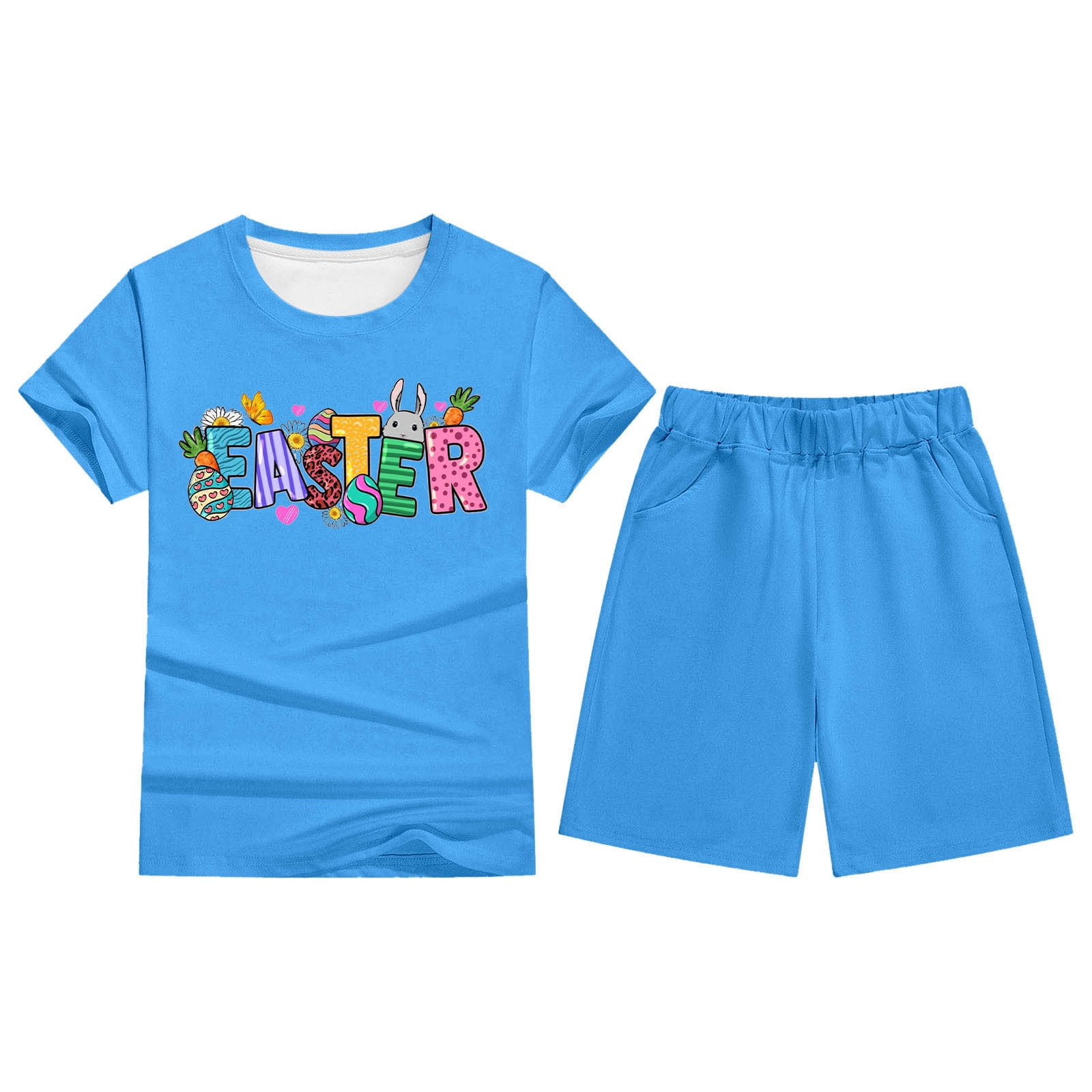 Gaexia Girls 2 Piece Outfit Summer Round Neck Print Sleeveless Top ...