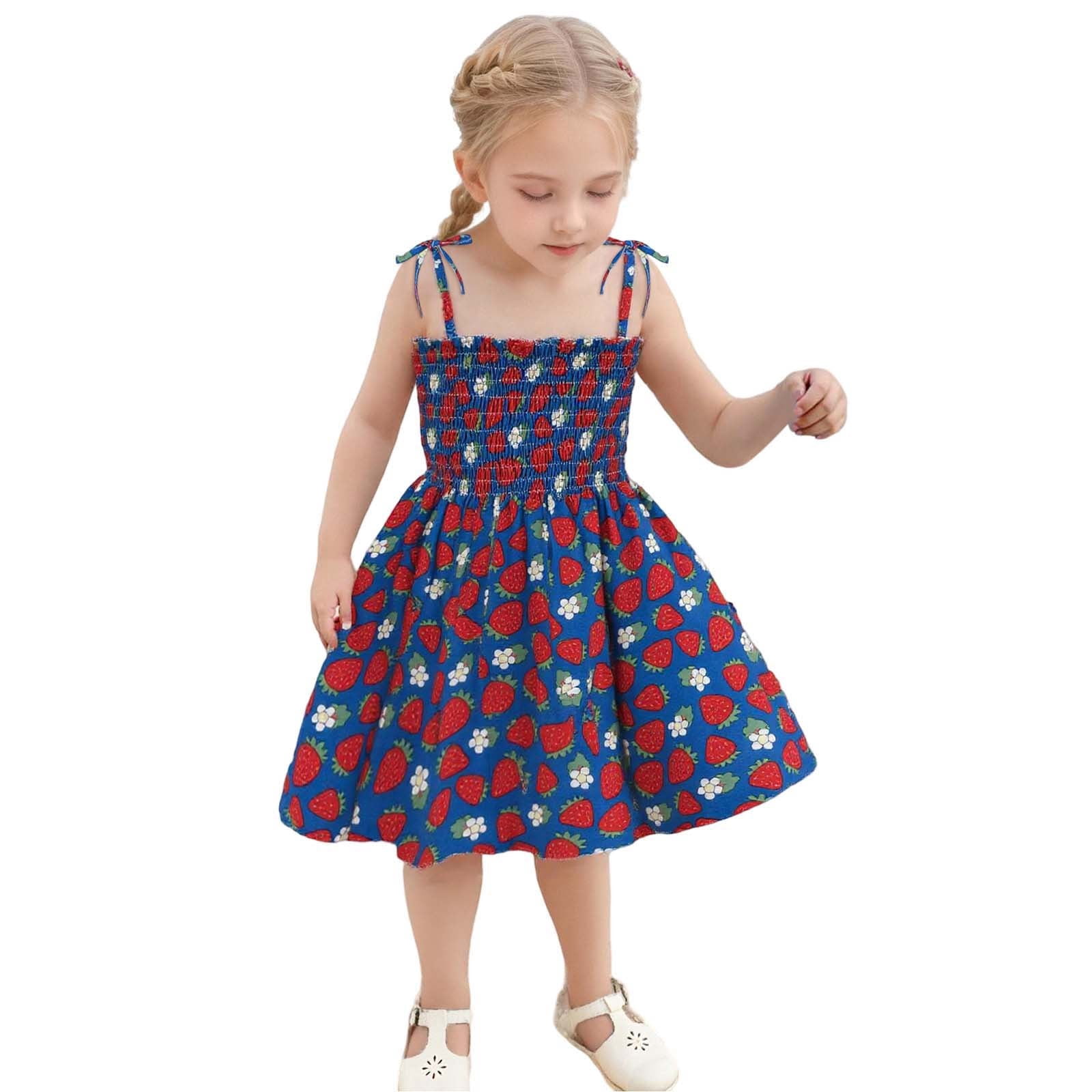 Gaexia Girls' Dress Square Neck Summer Tie Back Spaghetti Straps ...