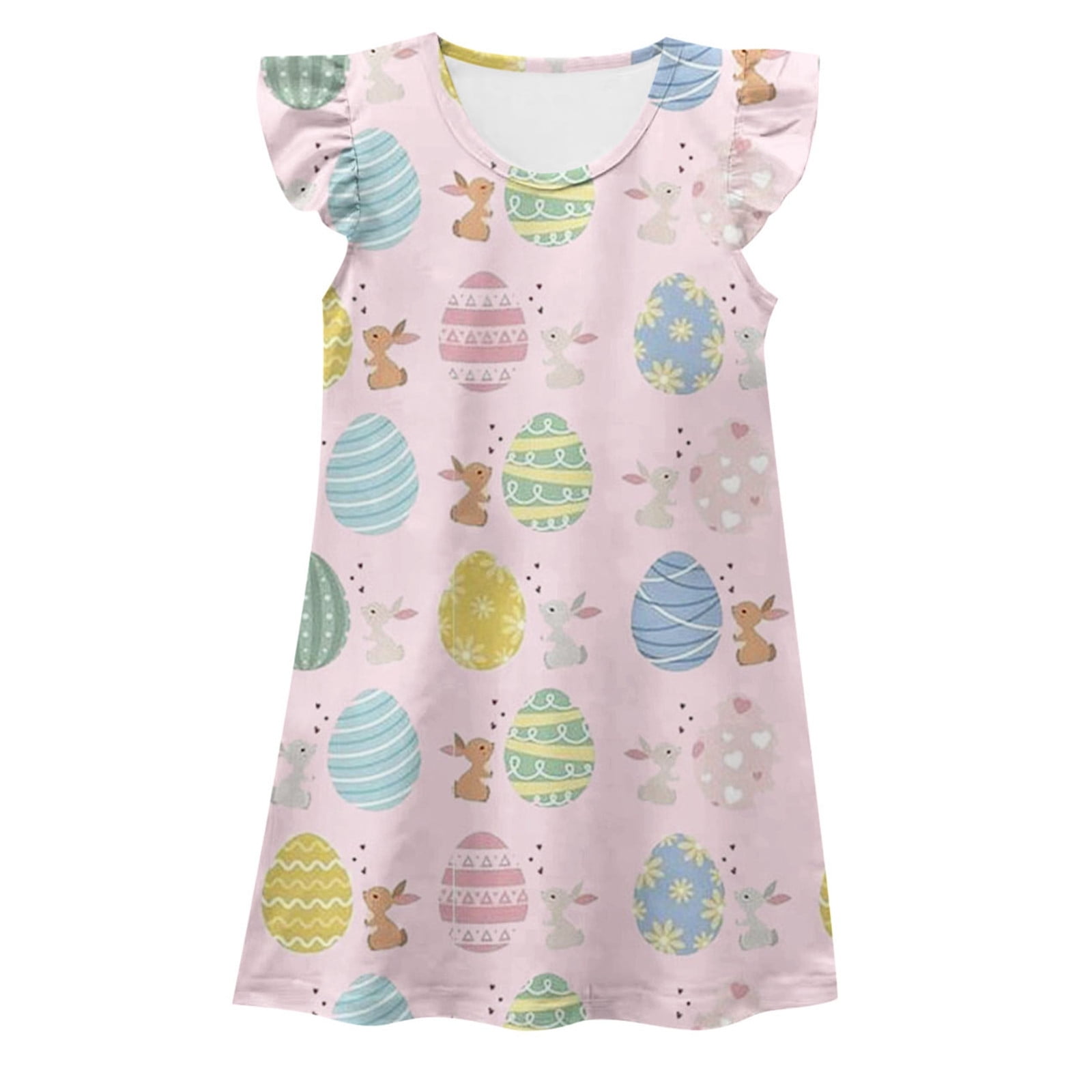 Gaexia Girls' Dresses Blue Flutter Sleeve Tiered Swing A-Line High ...