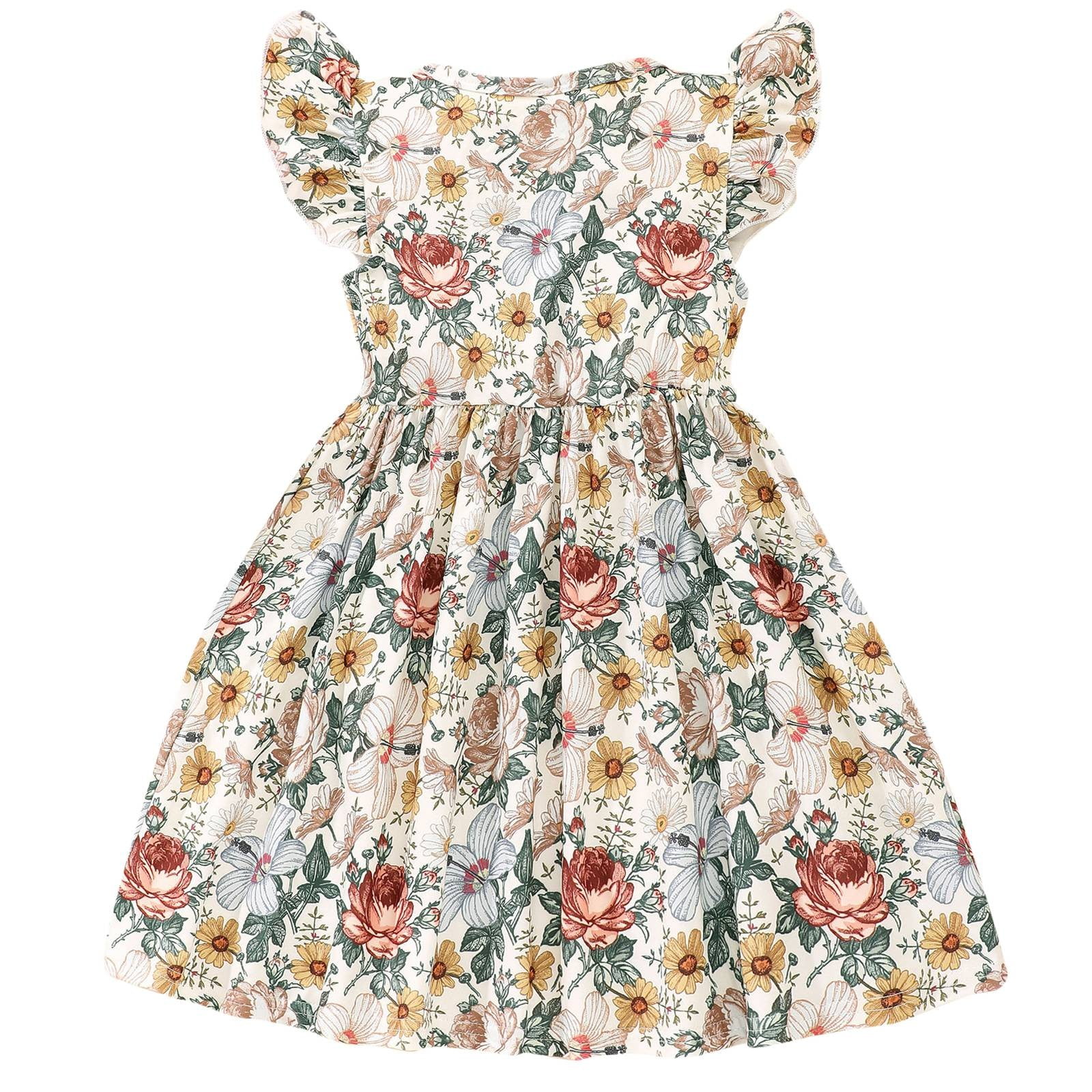 Gaexia Girls Dresses ,Girls' Spring/Summer Round Neck Flared Sleeve ...