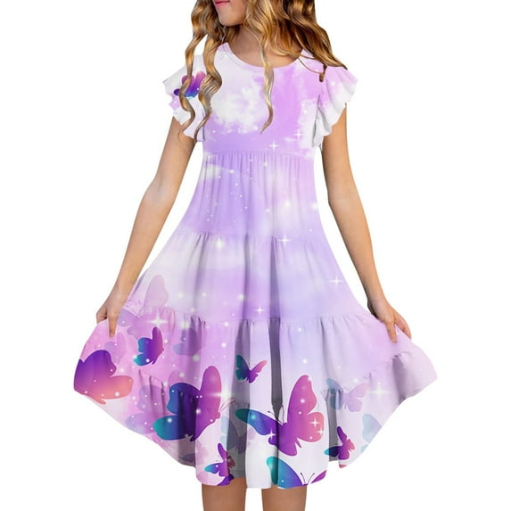 Gaexia Girls Dresses ,Girls Summer Dresses Double Layer Flutter Sleeve ...