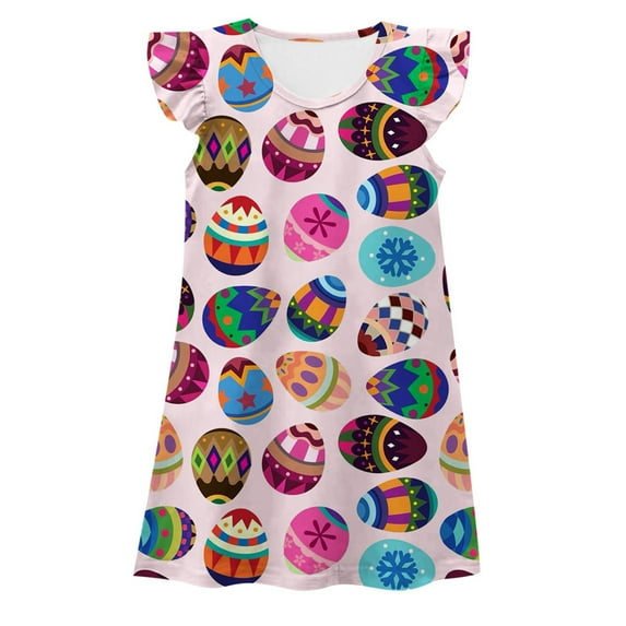 Gaexia Girls Dresses ,Girls Summer Easter Print Small Flying Sleeve ...