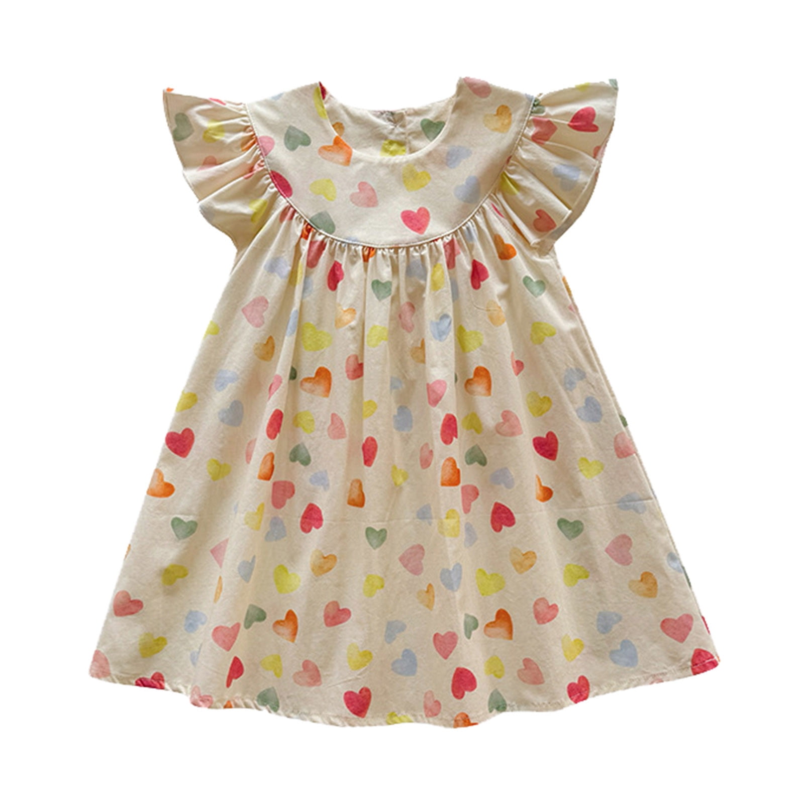 Gaexia Girls Dresses Size 7 Flying Cap Sleeve Smocked Dresses High ...