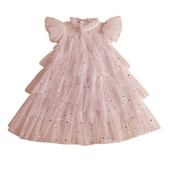 Gaexia Girls Dresses ,Toddler Girls Fly Sleeve Star Sequin Dress Dance ...