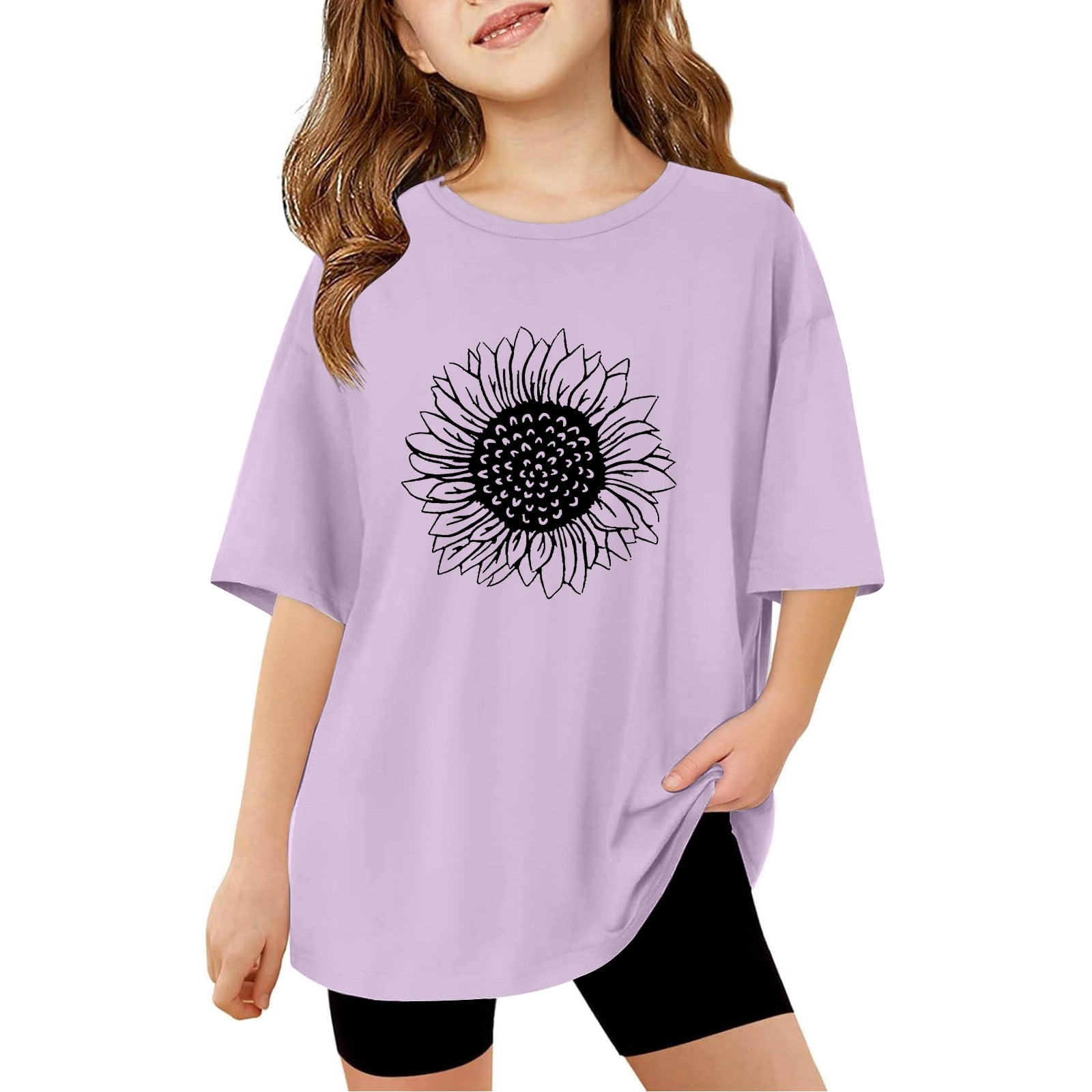 Gaexia Girls Short Sleeve Letter Print Basic Layering Tee Baggy Back To ...