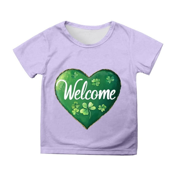 Gaexia Girls St. Patrick's Day Shirts Funny Irish Clover Pattys Short ...