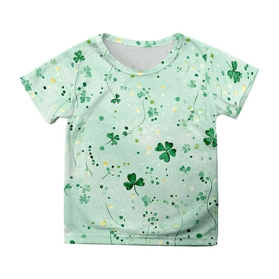 Gaexia Girls St. Patrick's Day Shirts Funny Irish Clover Pattys Short ...