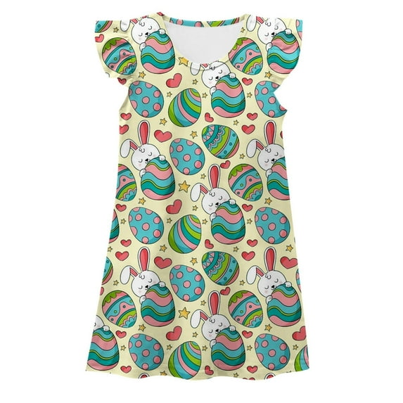 Gaexia Girls Summer Nightdress with Easter Print and Small Flying ...