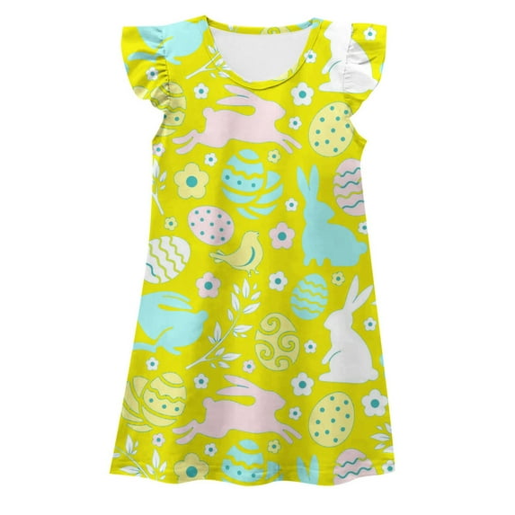 Gaexia Girls Summer Nightdress with Easter Print and Small Flying ...