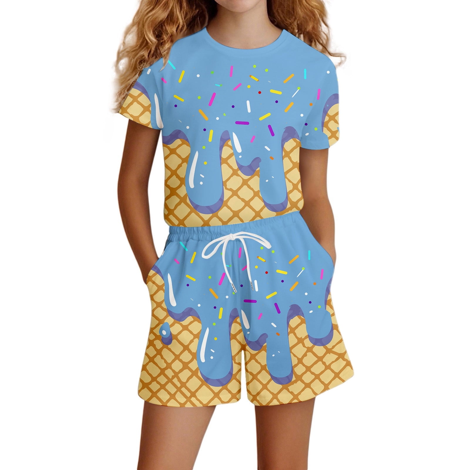 Gaexia Girls Summer Outfits Size 6 Floral Print Short Sleeve Clothes ...