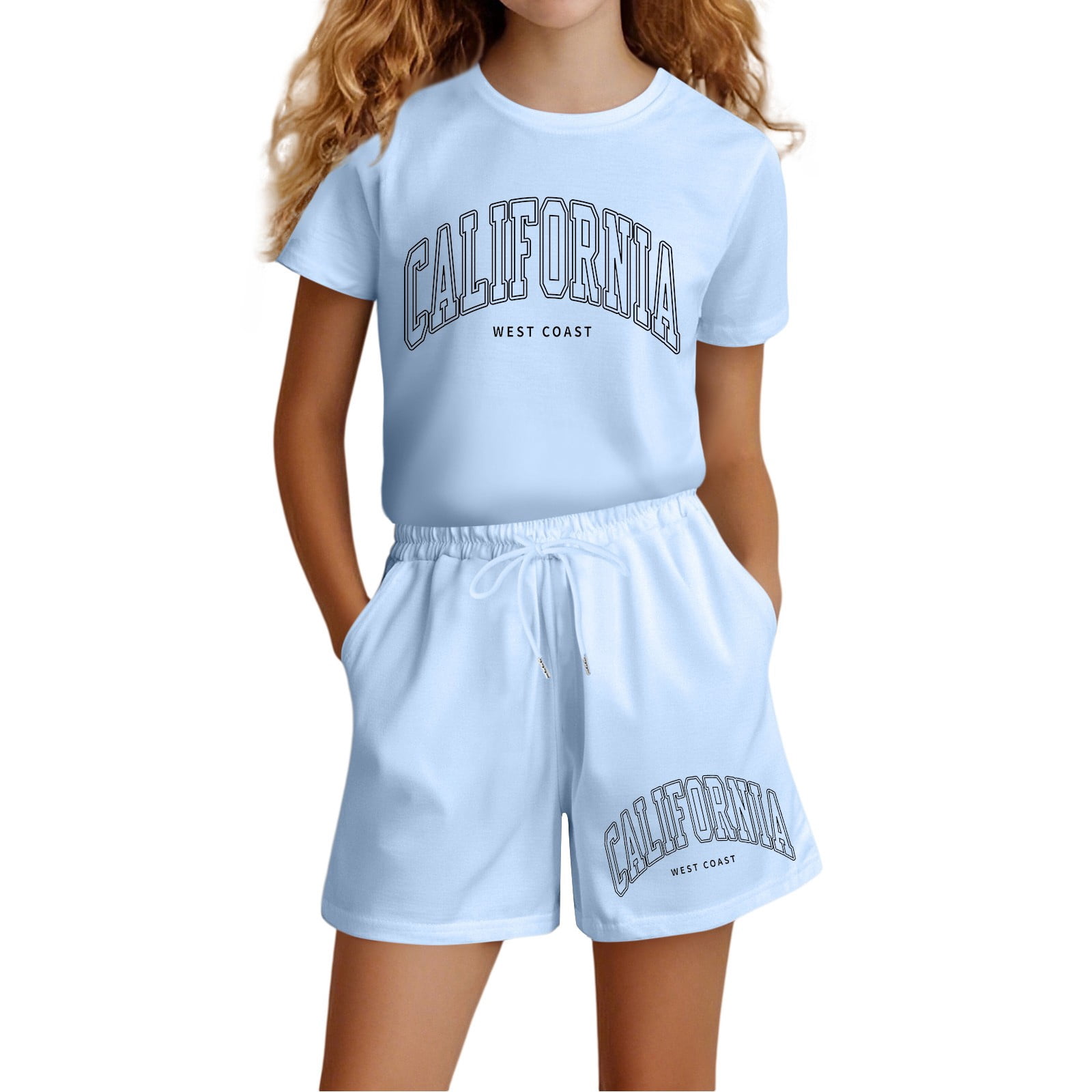 Gaexia Girls Summer Outfits Size 6 Round Neck Print Sleeveless Top ...