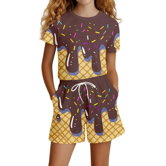 Gaexia Girls Summer Outfits Size 7/8 Round Neck Print Sleeveless Top ...