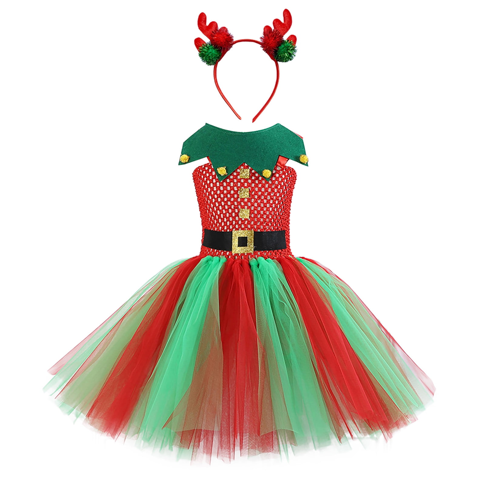 Gaexia Kids Christmas Outfits,Child Girls Tulle Pageant Dress Christmas ...