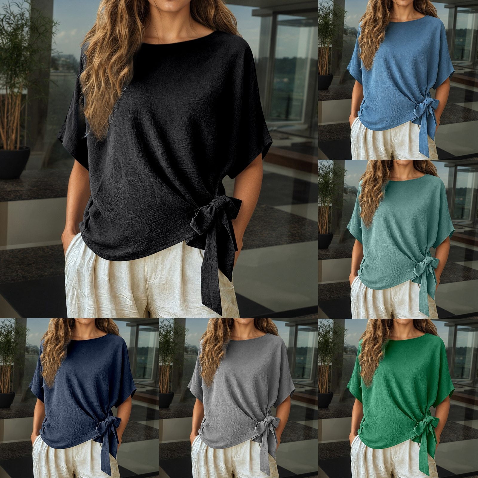 Gaexia Lightweight Summer Loose Batwing Sleeve Shirt For Casual Blouse ...