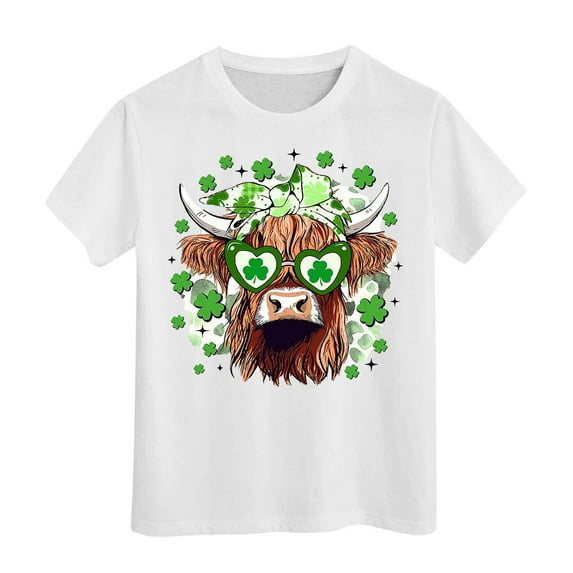 Gaexia Shamrock Shirts for Girl Boys Funny Irish Clover Pattys Short ...
