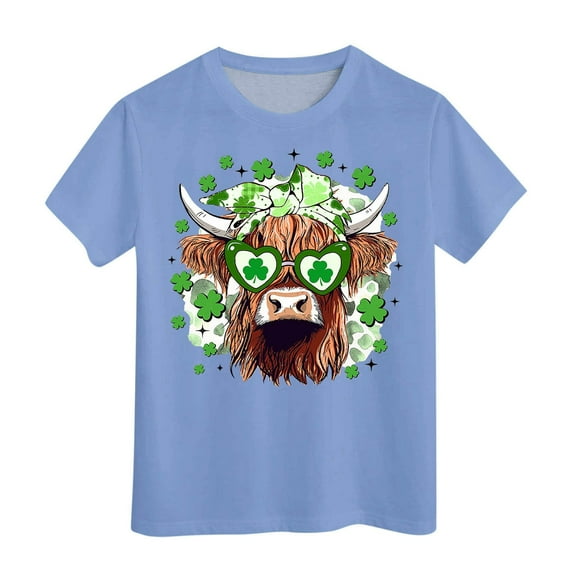 Gaexia Shamrock Shirts for Girl Boys Funny Irish Clover Pattys Short ...