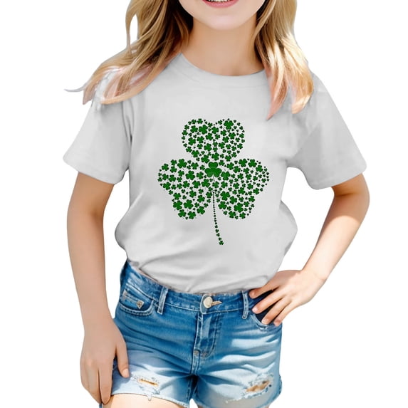 Gaexia Shamrock Shirts for Girl Boys Irish Shamrock Short Summer Shirt ...