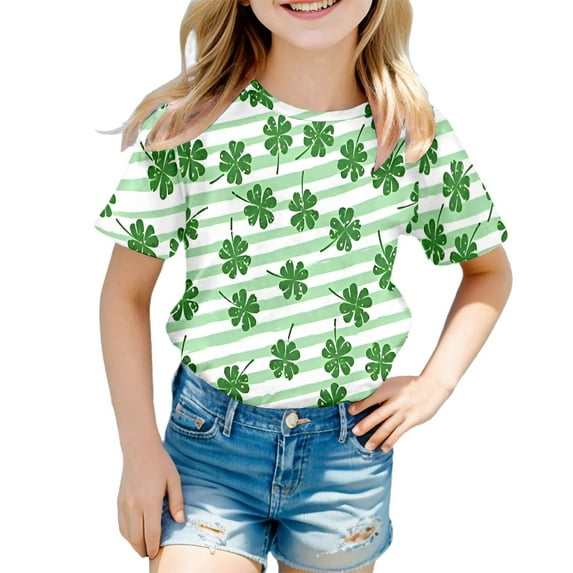 Gaexia St. Patrick's Day Shirts for Girl Boys Funny Irish Clover Pattys ...