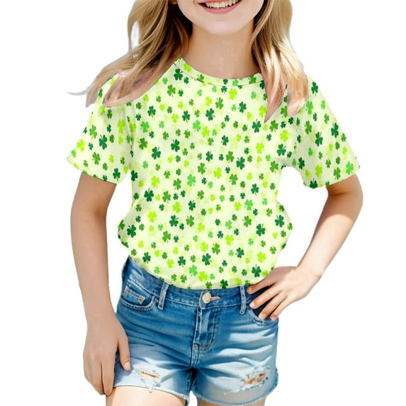 Gaexia St. Patrick's Day Shirts for Girl Boys Funny Irish Clover Pattys ...