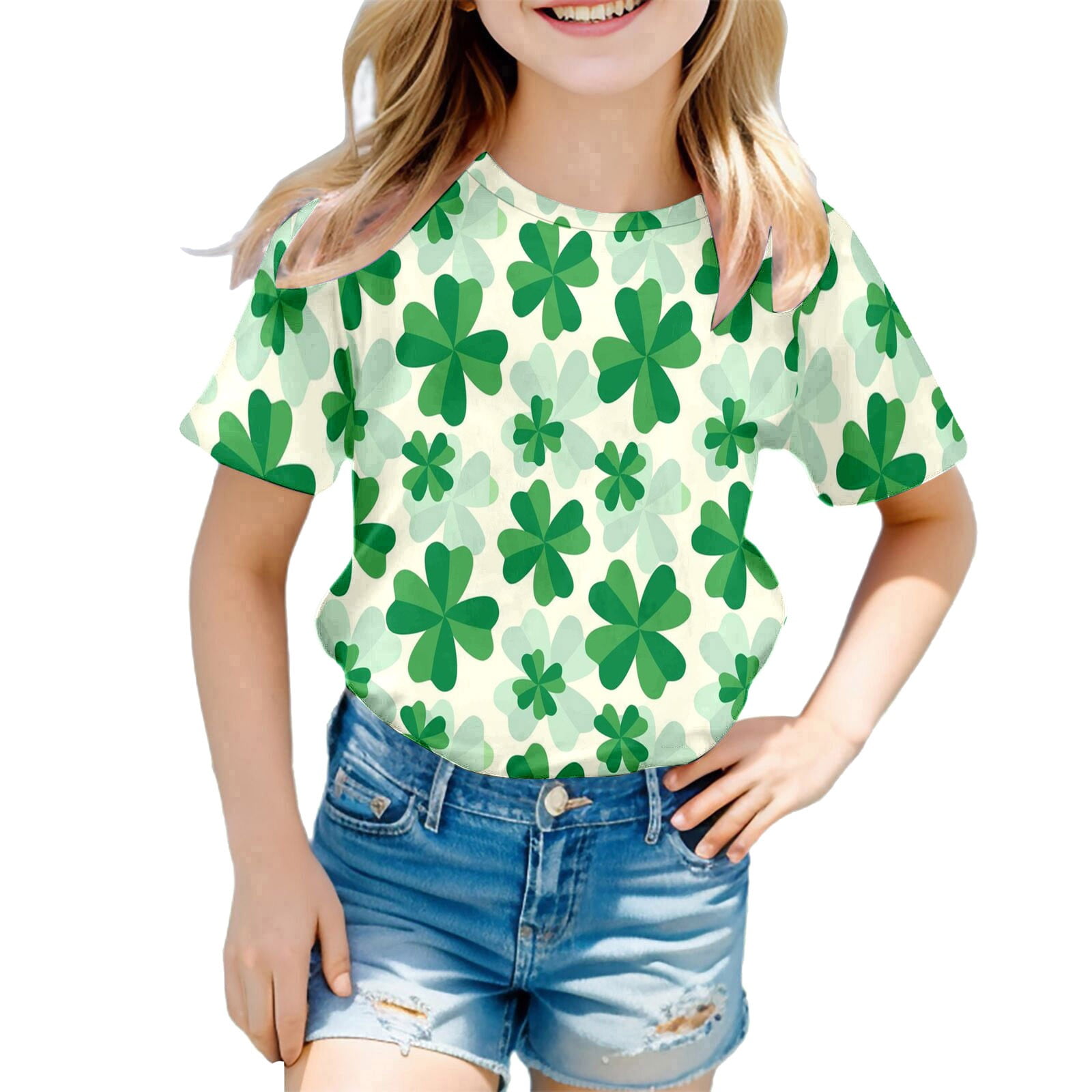 Gaexia St. Patrick's Day Shirts for Girl Boys Funny Irish Clover Pattys ...