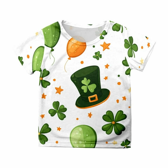 Gaexia St. Patrick's Day Shirts for Girl Boys Funny Shamrock Short ...