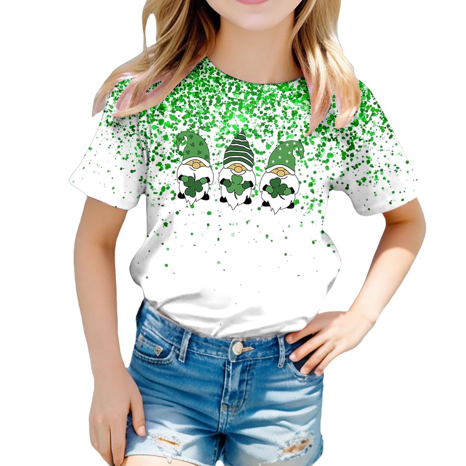 Gaexia St. Patrick's Day Shirts for Girl Boys Lucky Shamrock Short ...