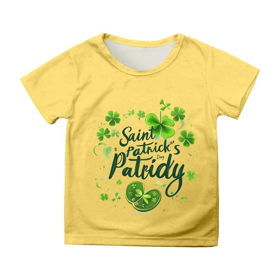 Gaexia St. Patrick's Day Shirts for Kid Shamrock Graphic Short Sleeve ...